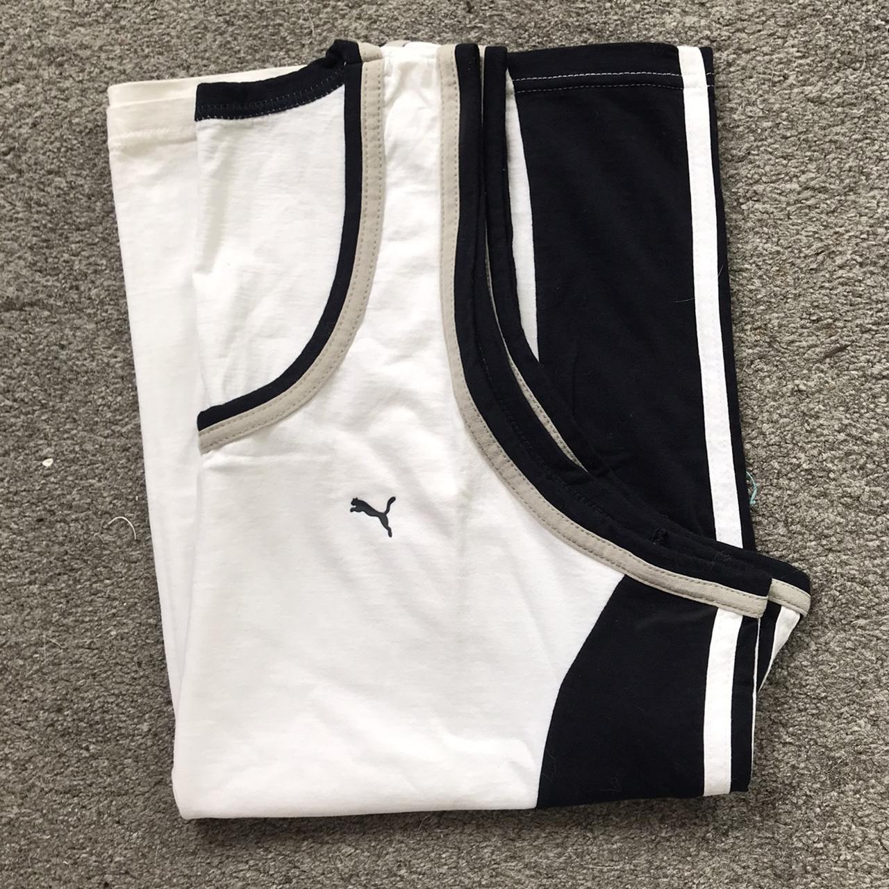 Puma black and white vest Good condition Size XXL - Depop
