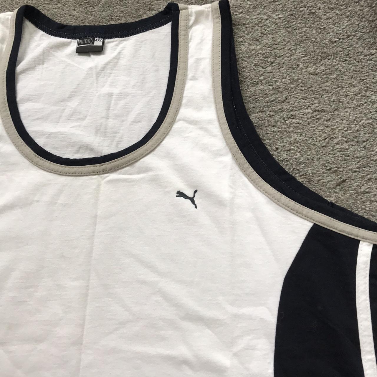 Puma black and white vest Good condition Size XXL - Depop