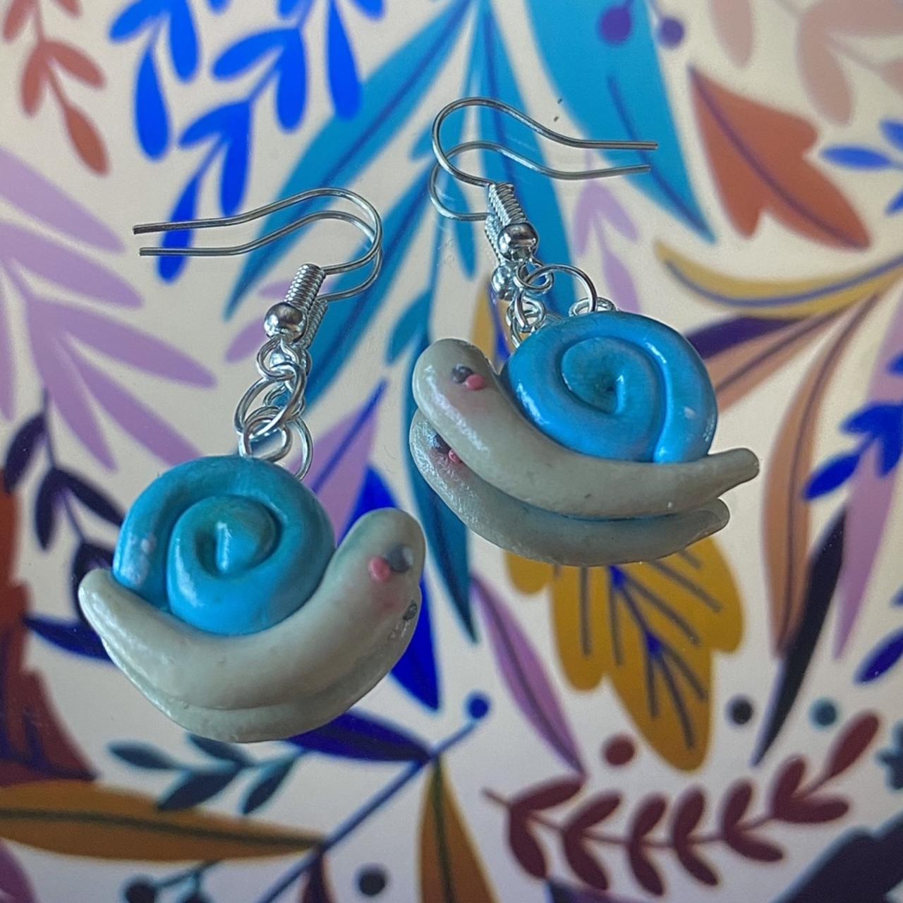 handmade blue-shelled snail polymer clay... - Depop