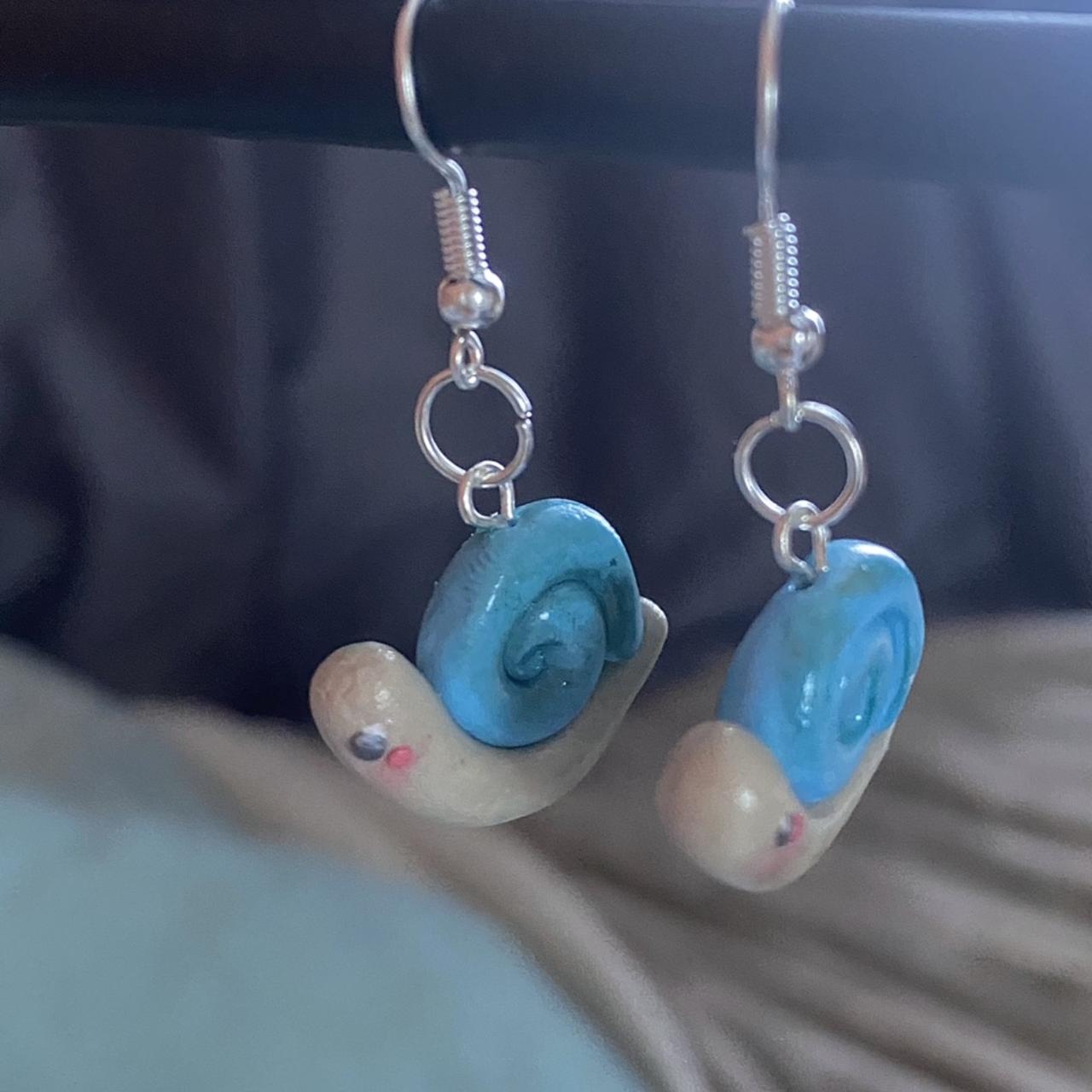 handmade blue-shelled snail polymer clay... - Depop