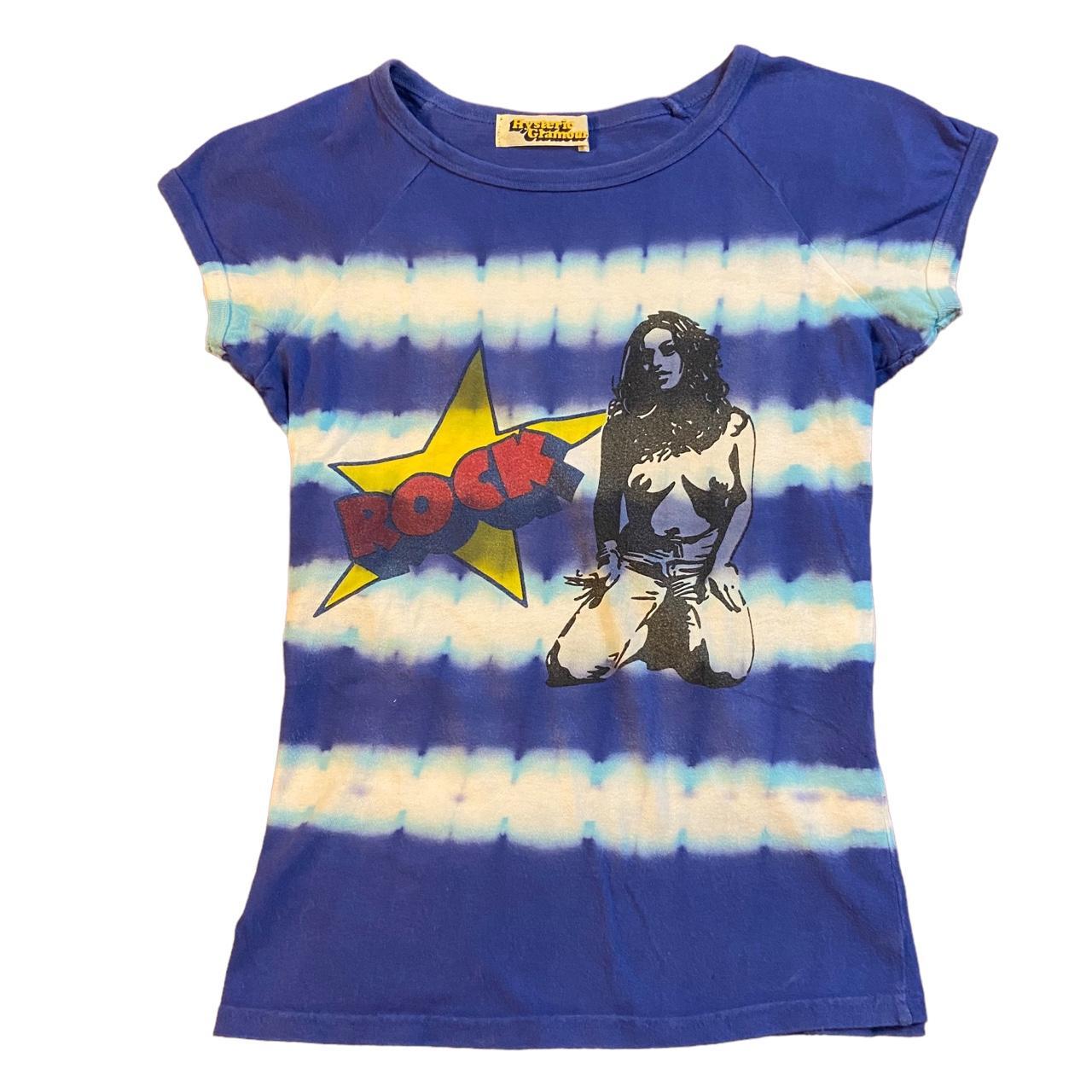 Hysteric Glamour Women's Blue and Navy T-shirt | Depop