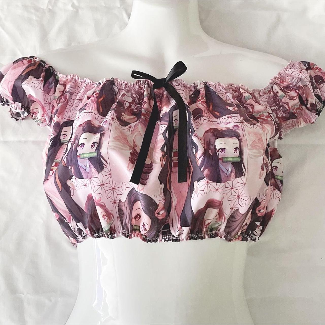Handmade Demon Slayer Nezuko off the shoulder top.... - Depop
