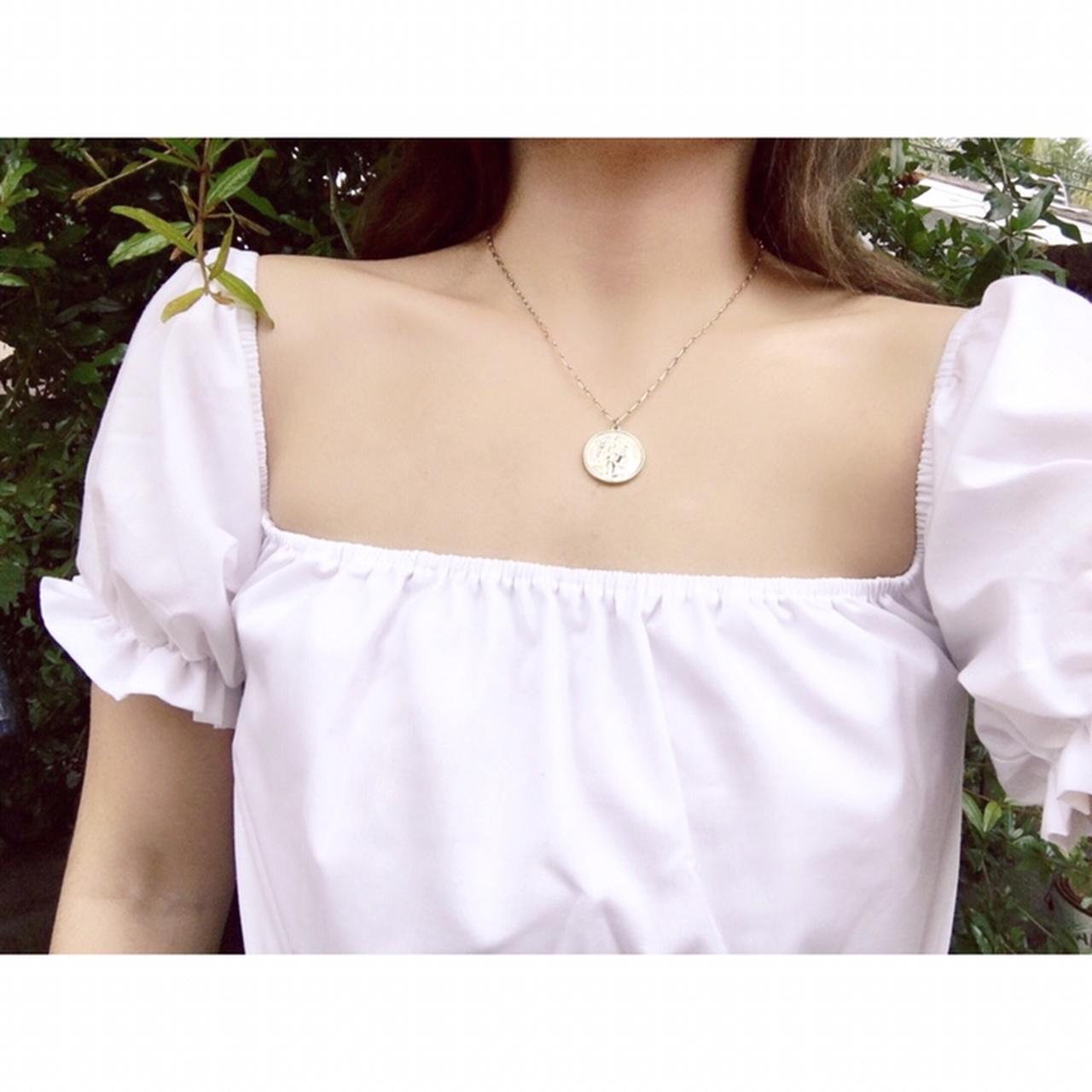Handmade white off the shoulder top with puff... - Depop