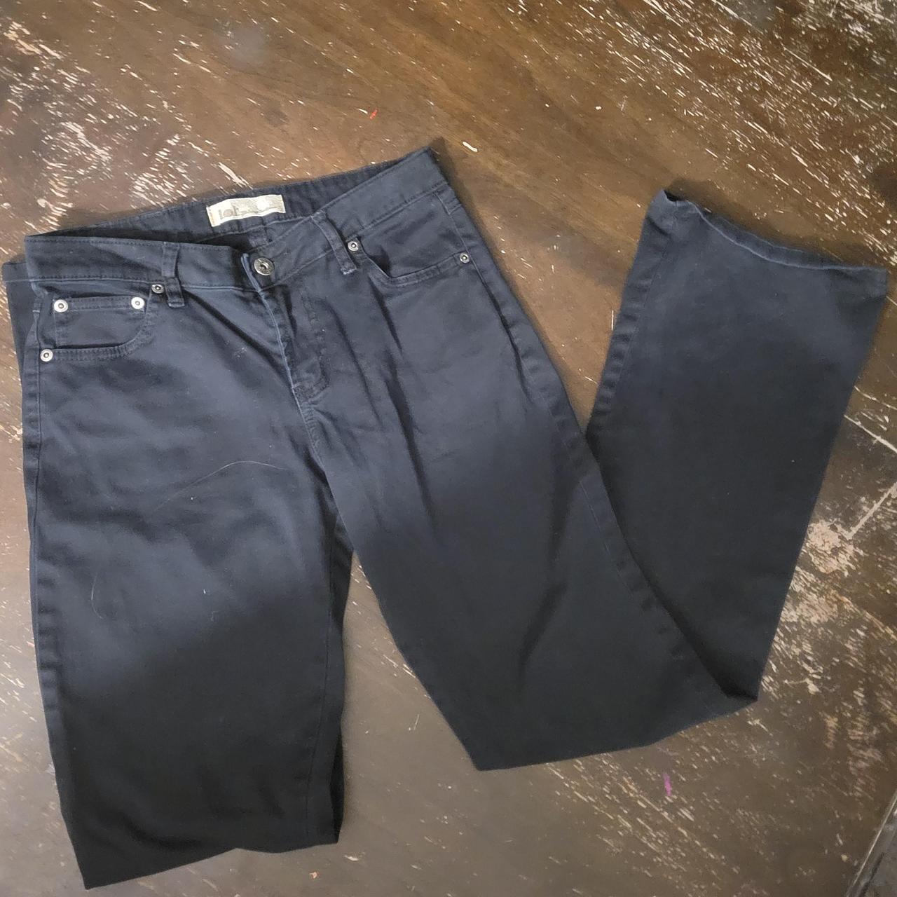 Black Y2K LEI flare jeans. Juniors size 5, waistband... - Depop