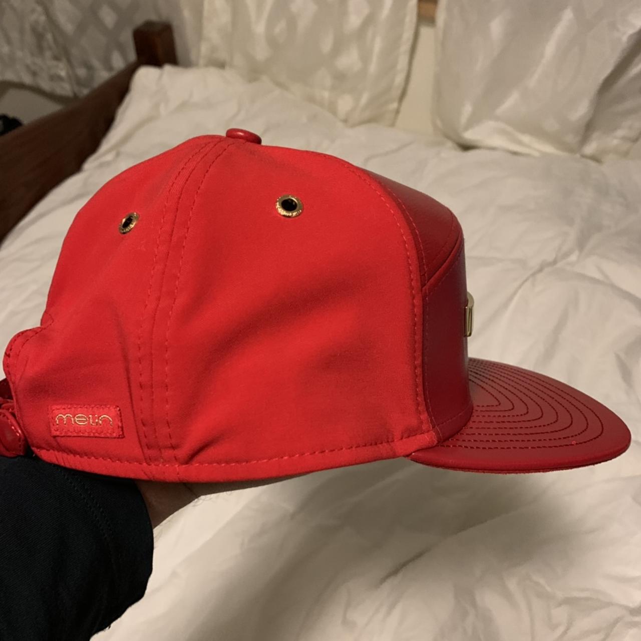Red leather Melin designer hat brand new without... | Depop
