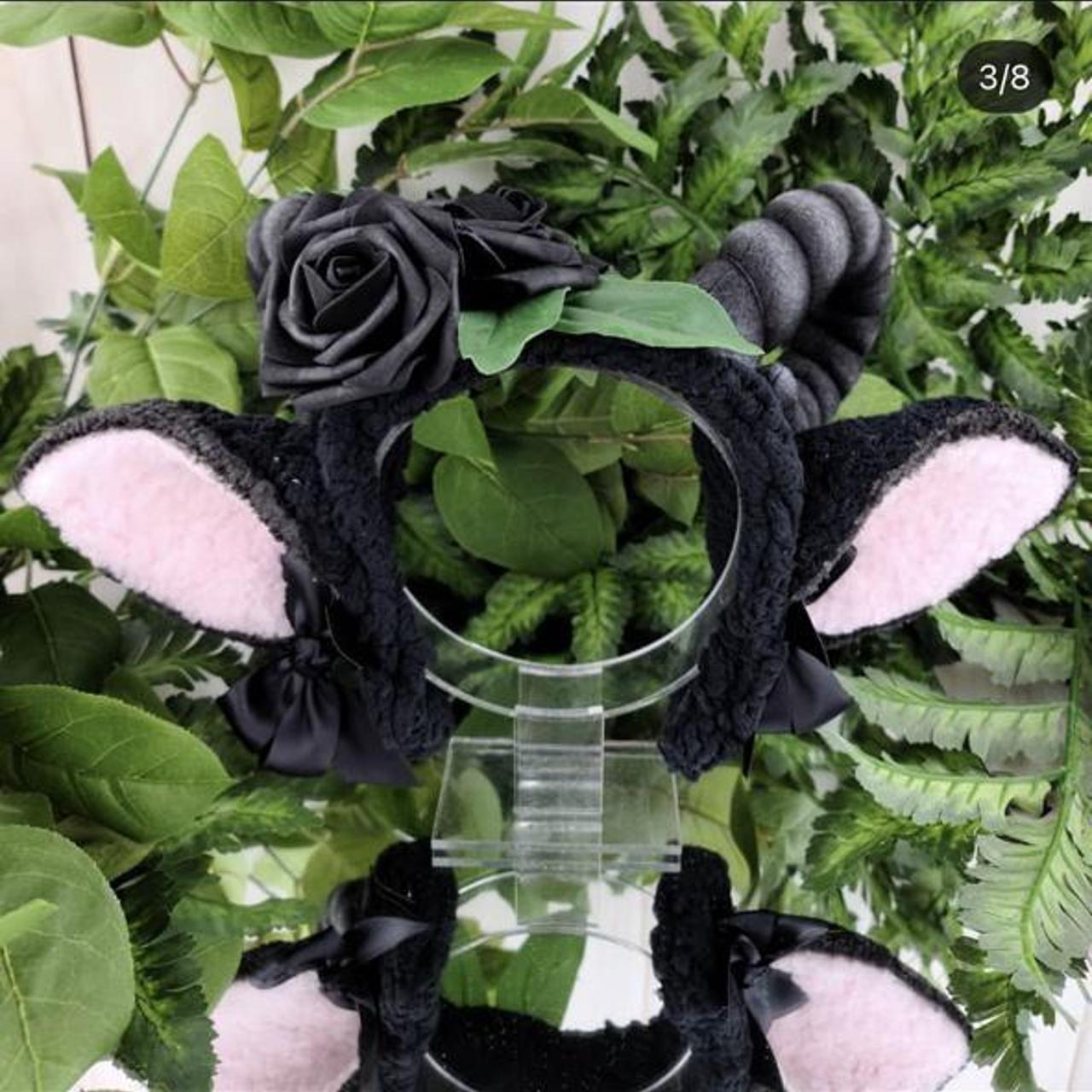 Panther doll black ram ears with rose on top. I... - Depop