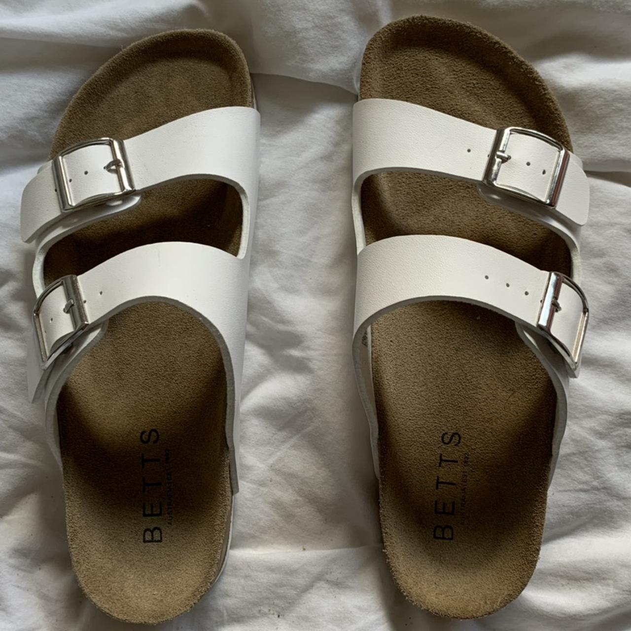 fake white birks never worn #whitesandals #sandals - Depop