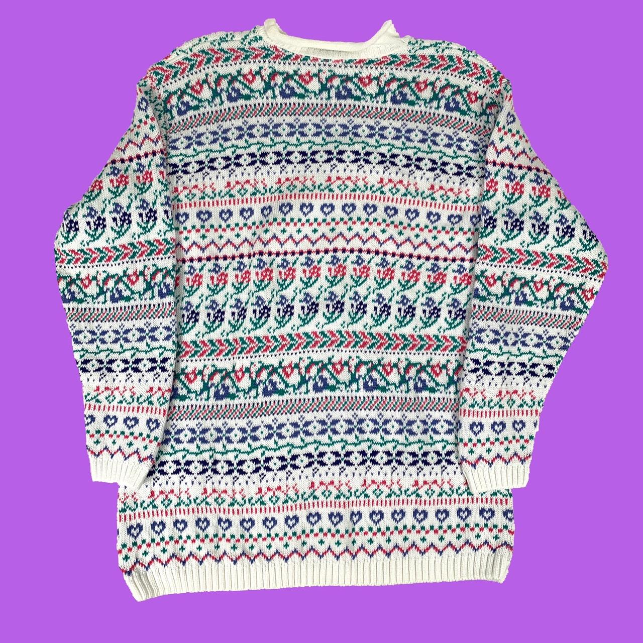90s Vintage Colorful Nordic Style Patterned Sweater,... - Depop
