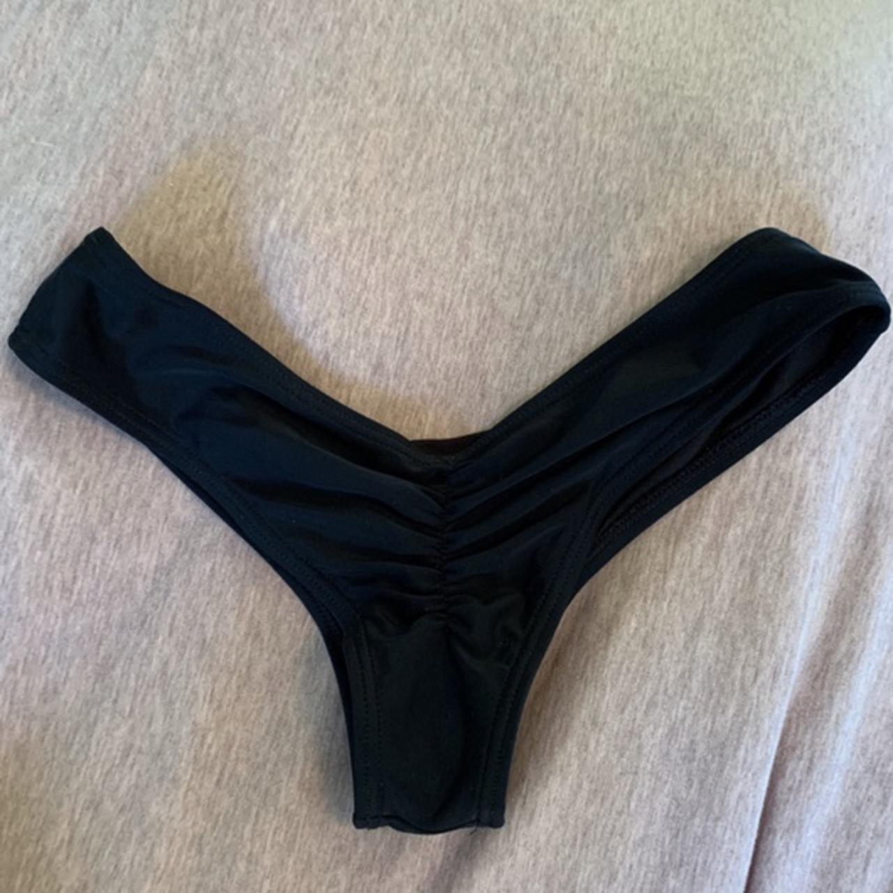 Very cheeky black bikini bottoms, scrunched at the... | Depop