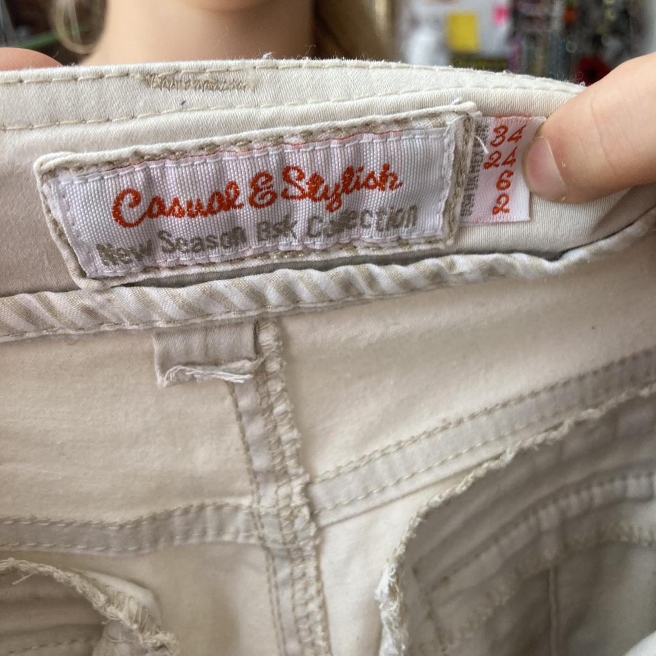 Insane cream tight flared trousers Low waisted 24... - Depop