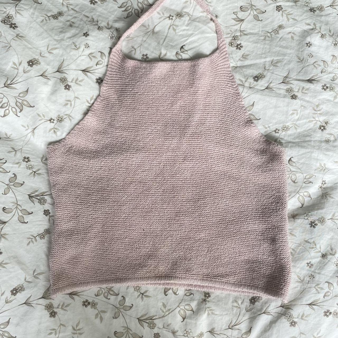 cute pink knit halter top 💗 fits S-M... - Depop