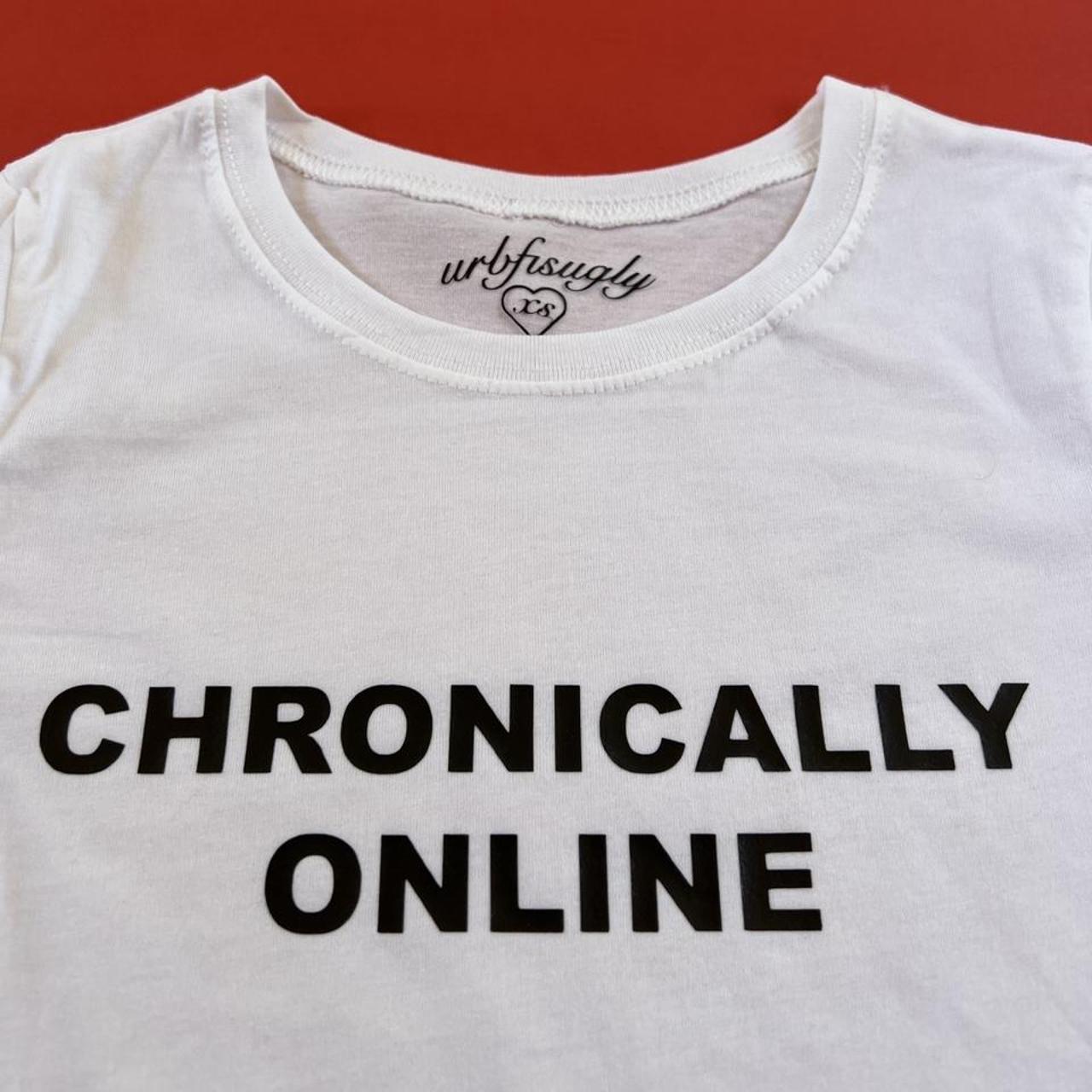 💻💻💻 Chronically online graphic tee, black on white.... | Depop
