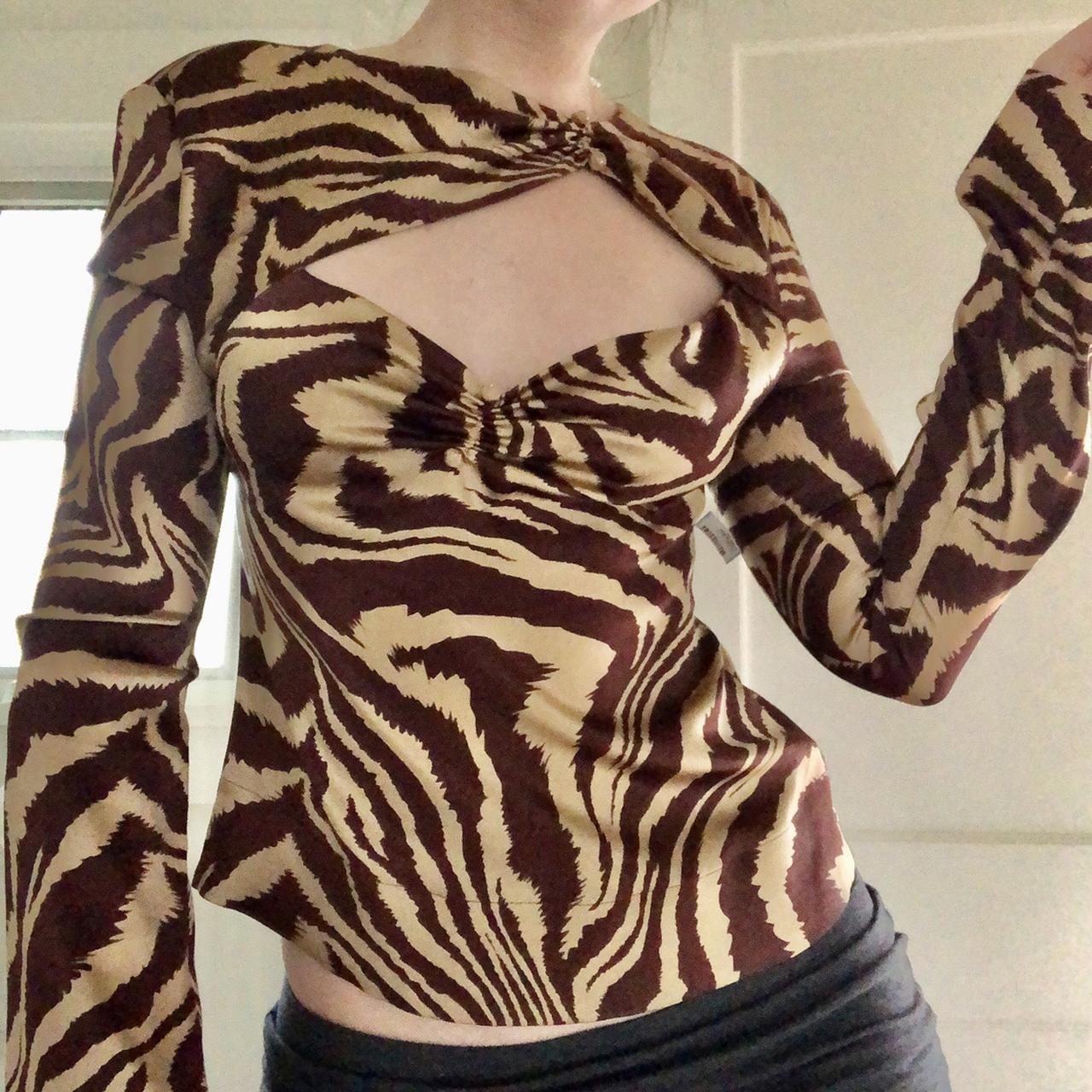 GANNI Tiger Print Silk Blouse Brand new with tags!... | Depop