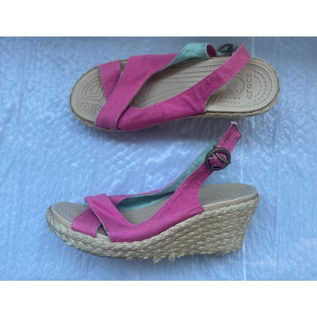 Crocs Women’s A-Leigh Wedge Pink Espadrilles Sandals... - Depop