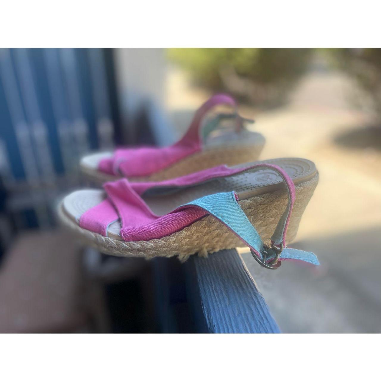 Crocs Women’s A-Leigh Wedge Pink Espadrilles Sandals... - Depop