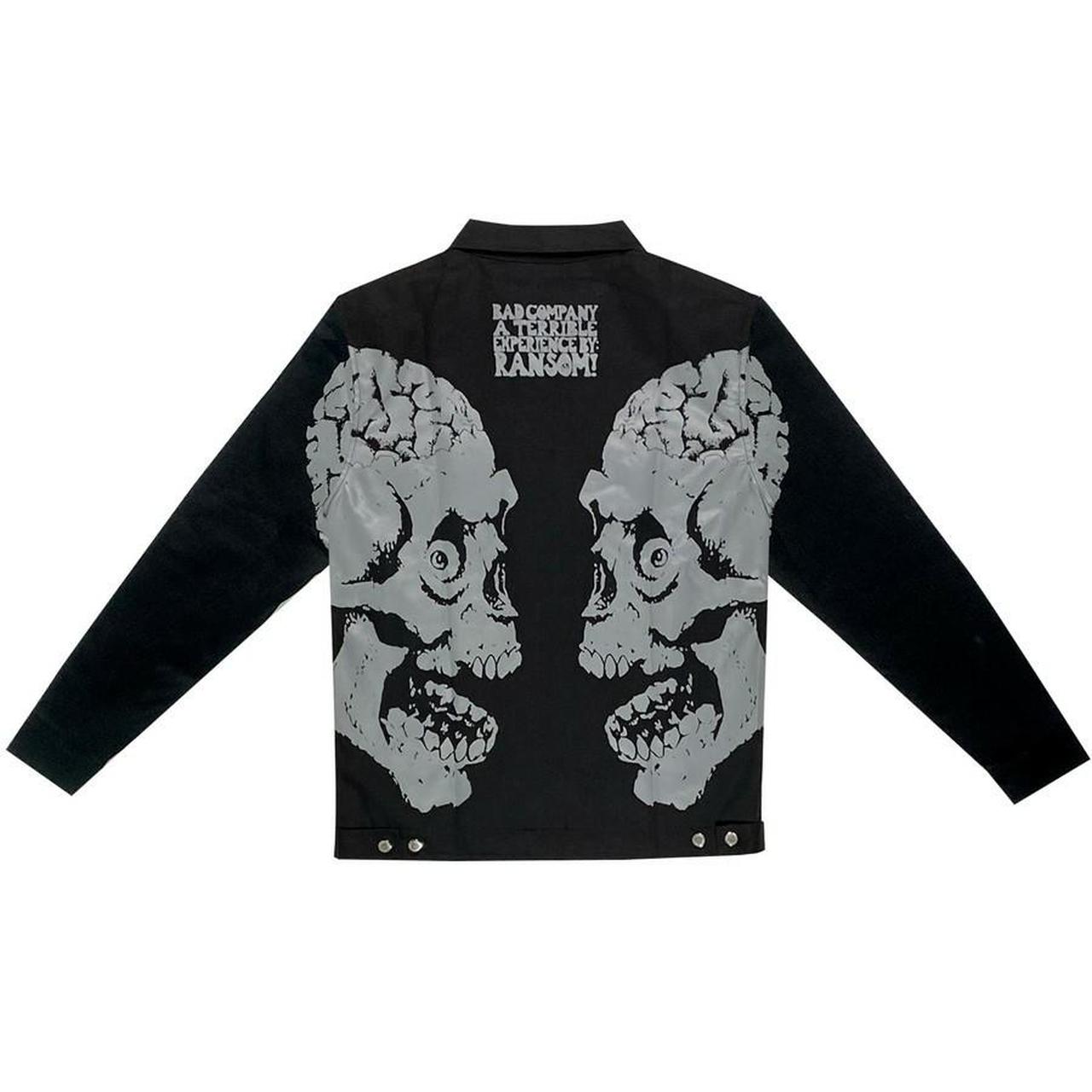 Ransom Denim Skull Zip Up Jacket. Red lining. Great... - Depop