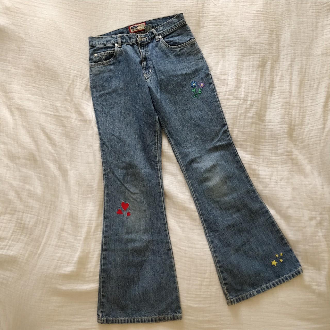 Super cute 90s Old Navy embroidered flared... - Depop