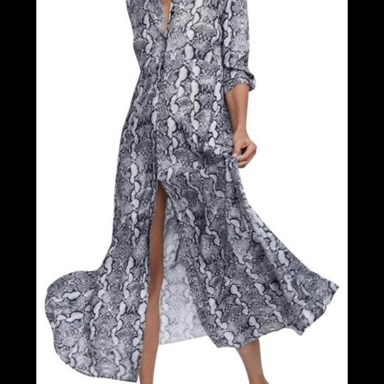 ZARA SNAKESKIN MAXI DRESS WITH POCKETS WORN ONCE... - Depop