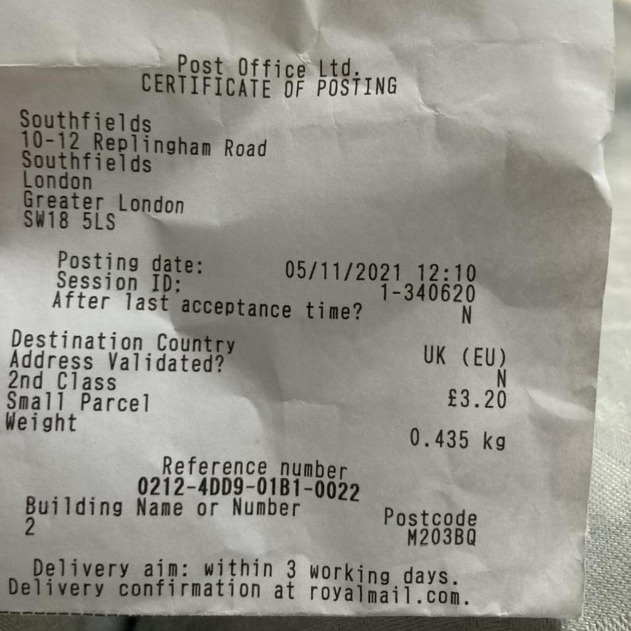 Proof of postage for @niamhtaylor123 - Depop