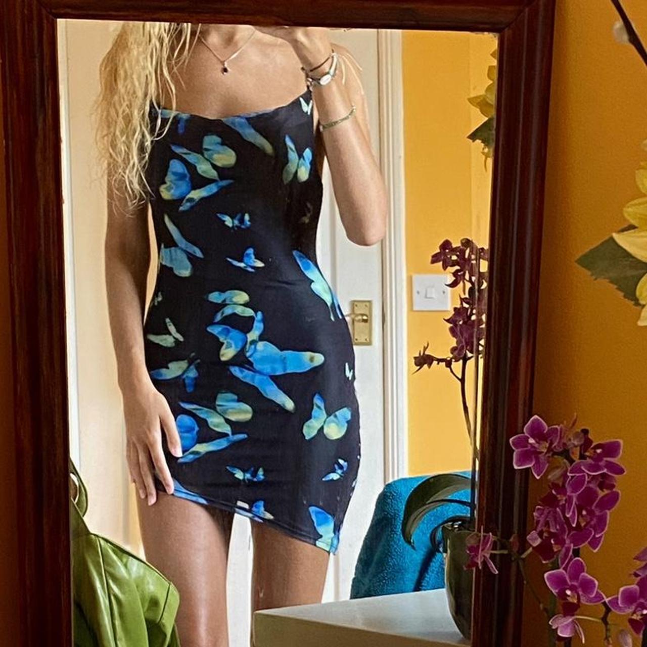 Motel rocks black butterfly mini dress Asymmetric... - Depop