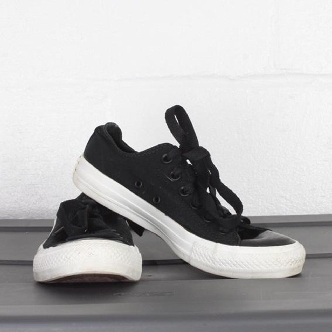 Black converse with black details and white soles.... - Depop