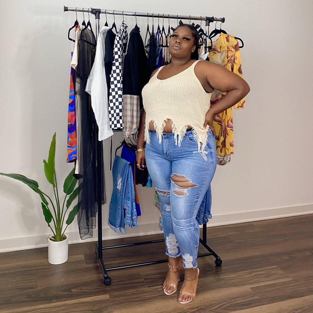 Knitted fall tank top w/ bottom cut out. Perfect for... - Depop