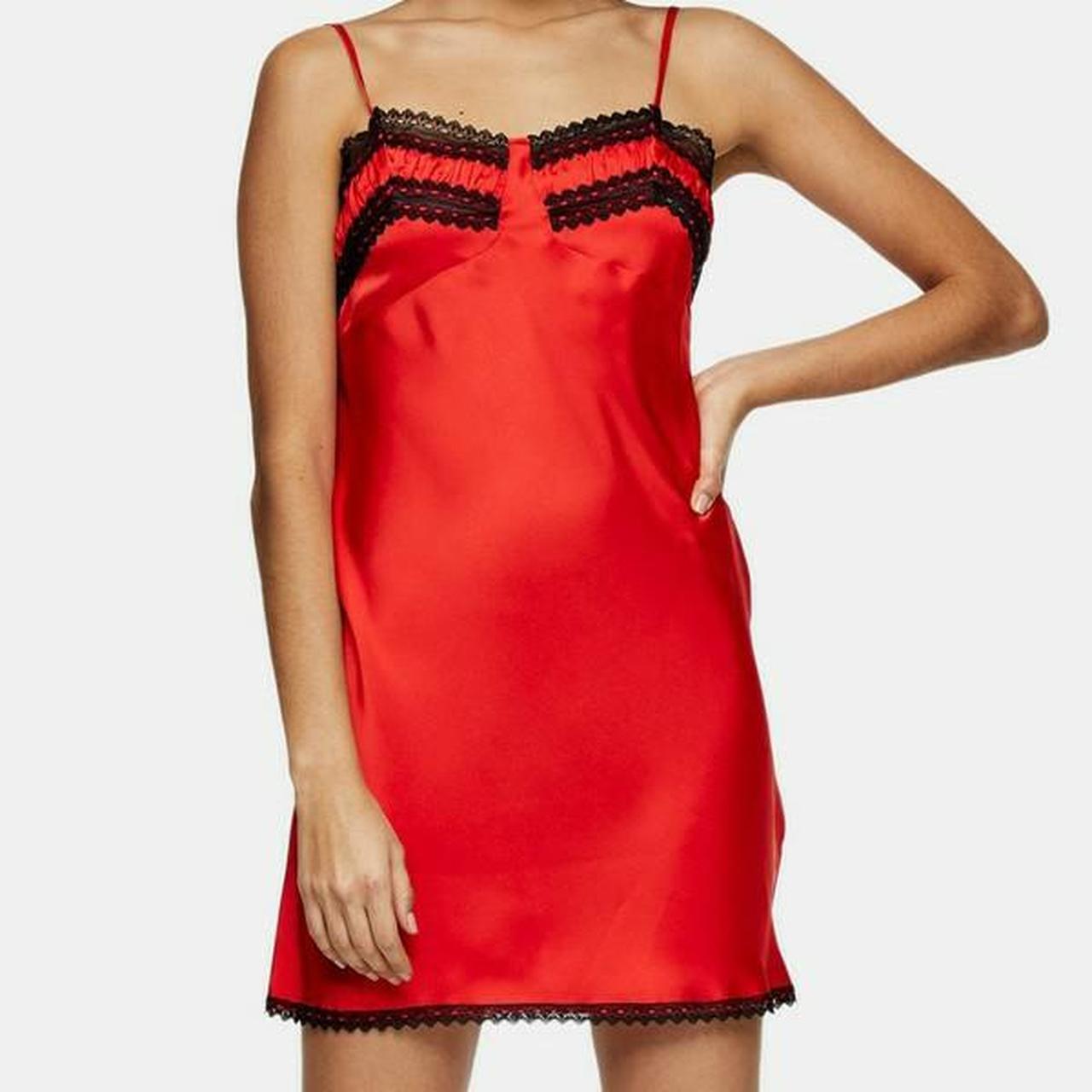 TOPSHOP RED SATIN MINI CAMI DRESS Red dress with... - Depop