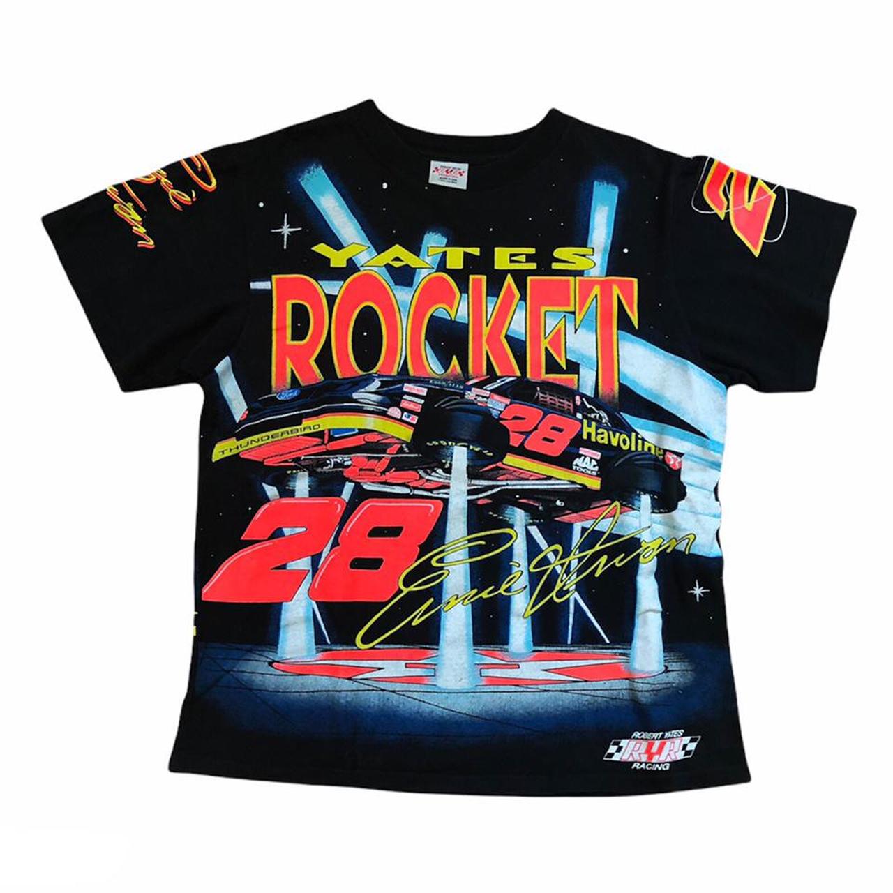 Vintage 90s Ernie Irvan Yates Rocket All Over Print... - Depop
