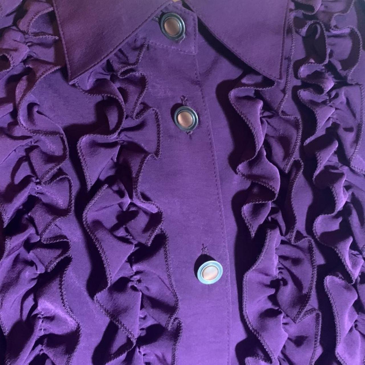 Vintage 80’s Purple Ruffled Shirt UK 16. Beautiful... - Depop