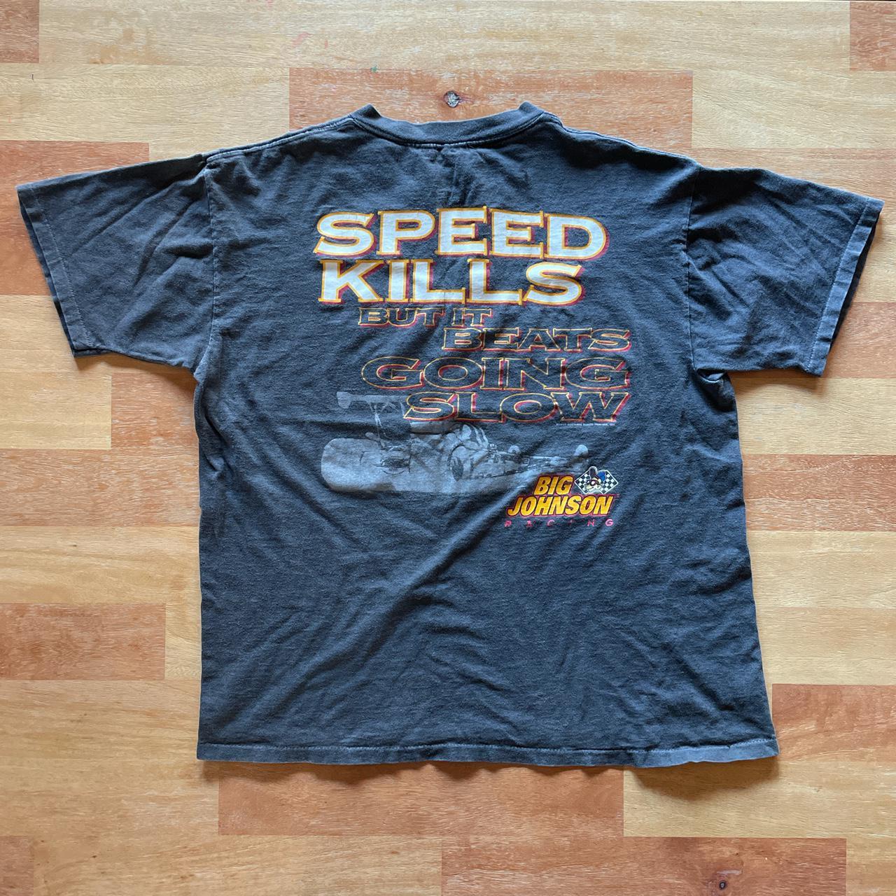 Vintage 90s Big Johnson Racing Double Sided Spellout... - Depop