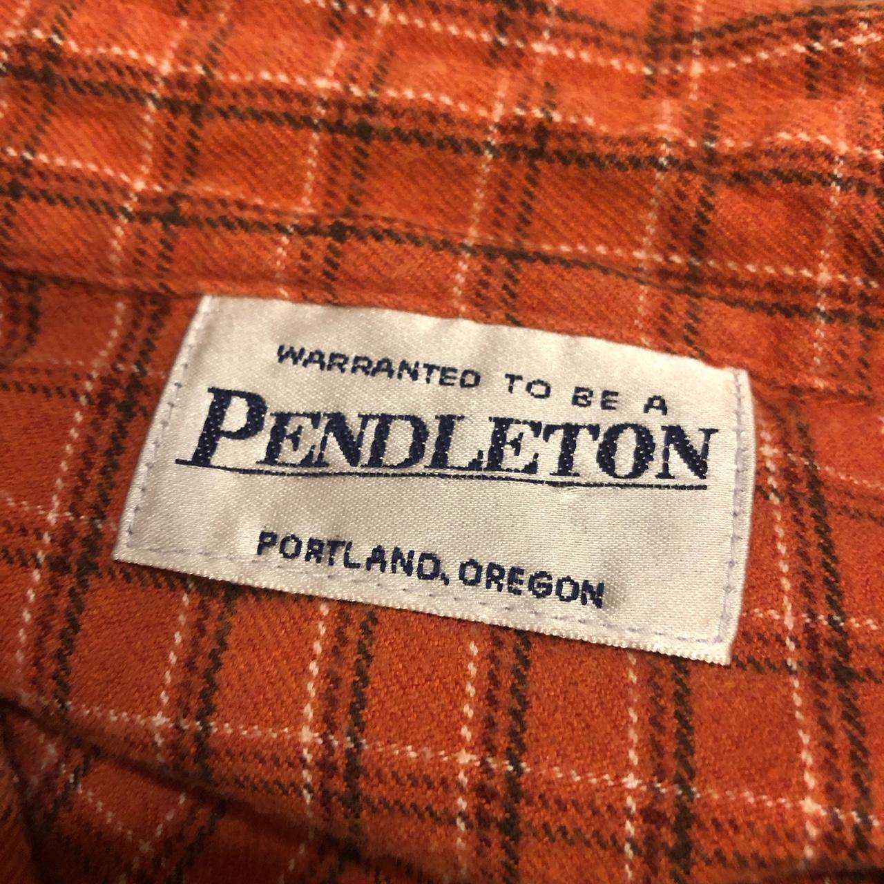 Orange Pendleton Plaid Flannel. Not sure of size but... - Depop