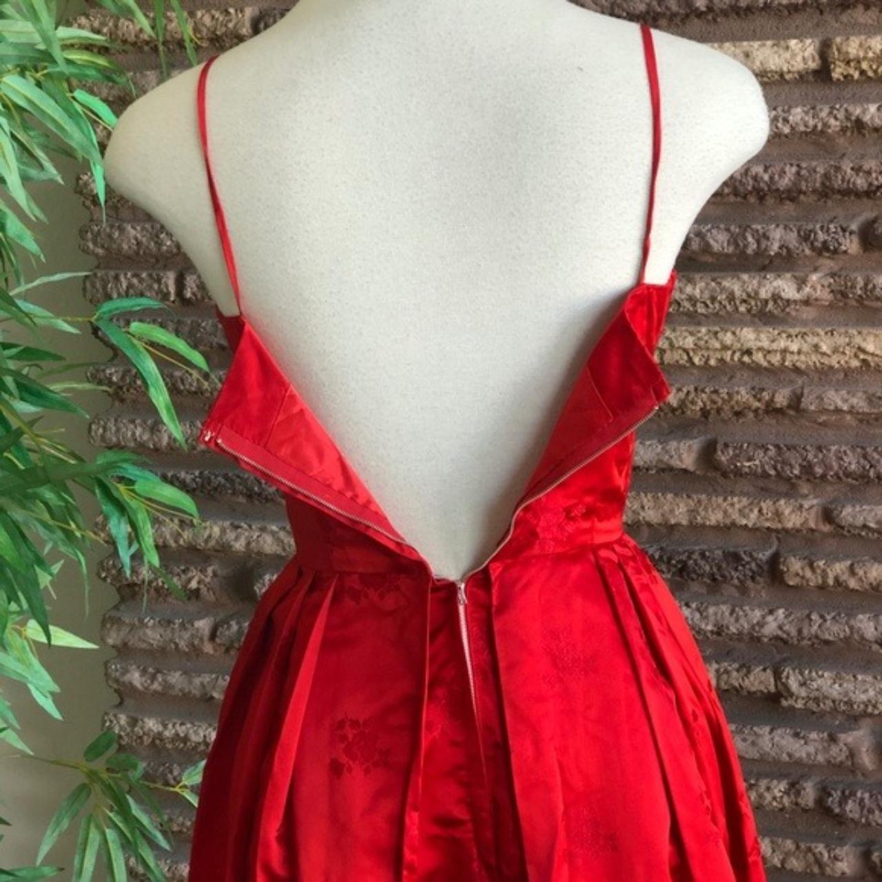 Stunning vintage 60s red satin brocade fit and flare... - Depop