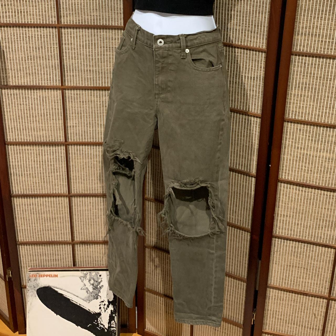 LUCKY BRAND army green ripped jeans. Tag reads size... - Depop
