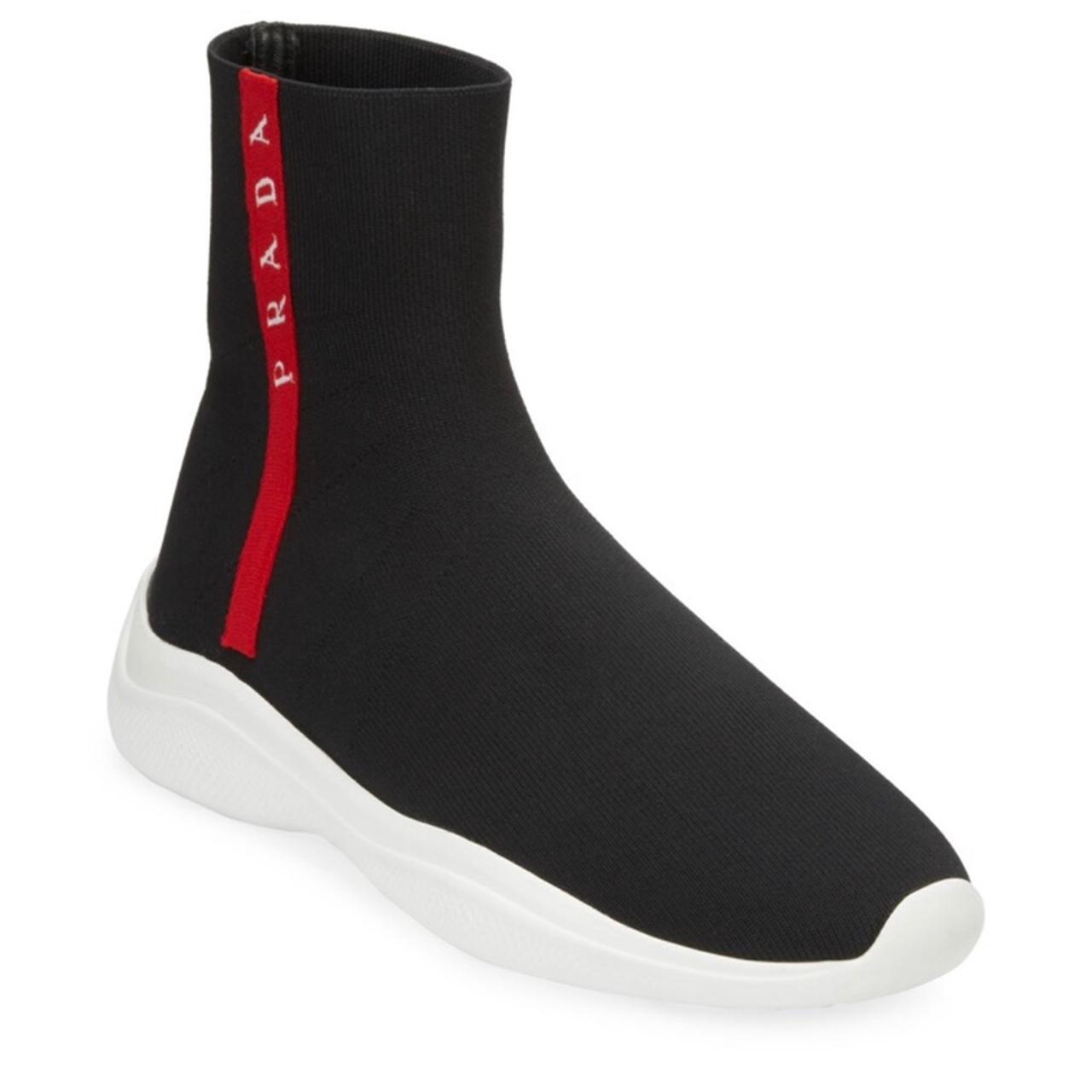 Prada Logo Sock Sneaker (New with box and dust... | Depop