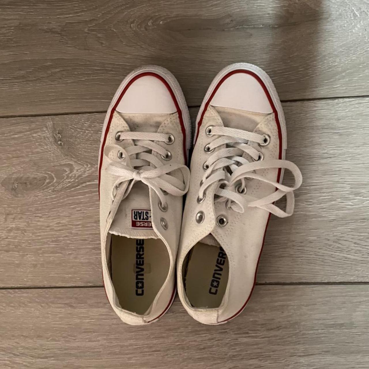 White converse Size 5 Well worn but still lots of... - Depop