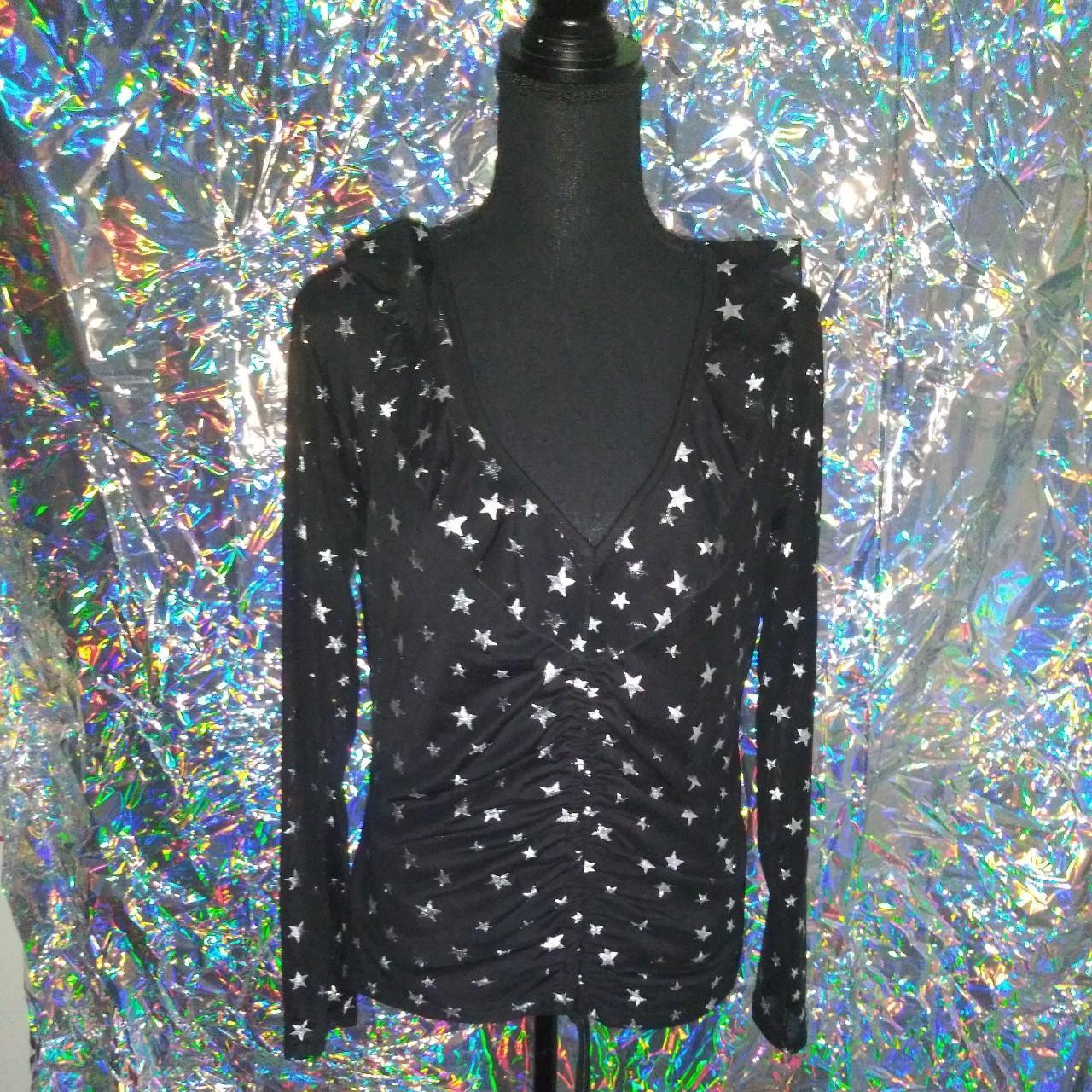 Hot Topic Women's Black and Silver Blouse | Depop