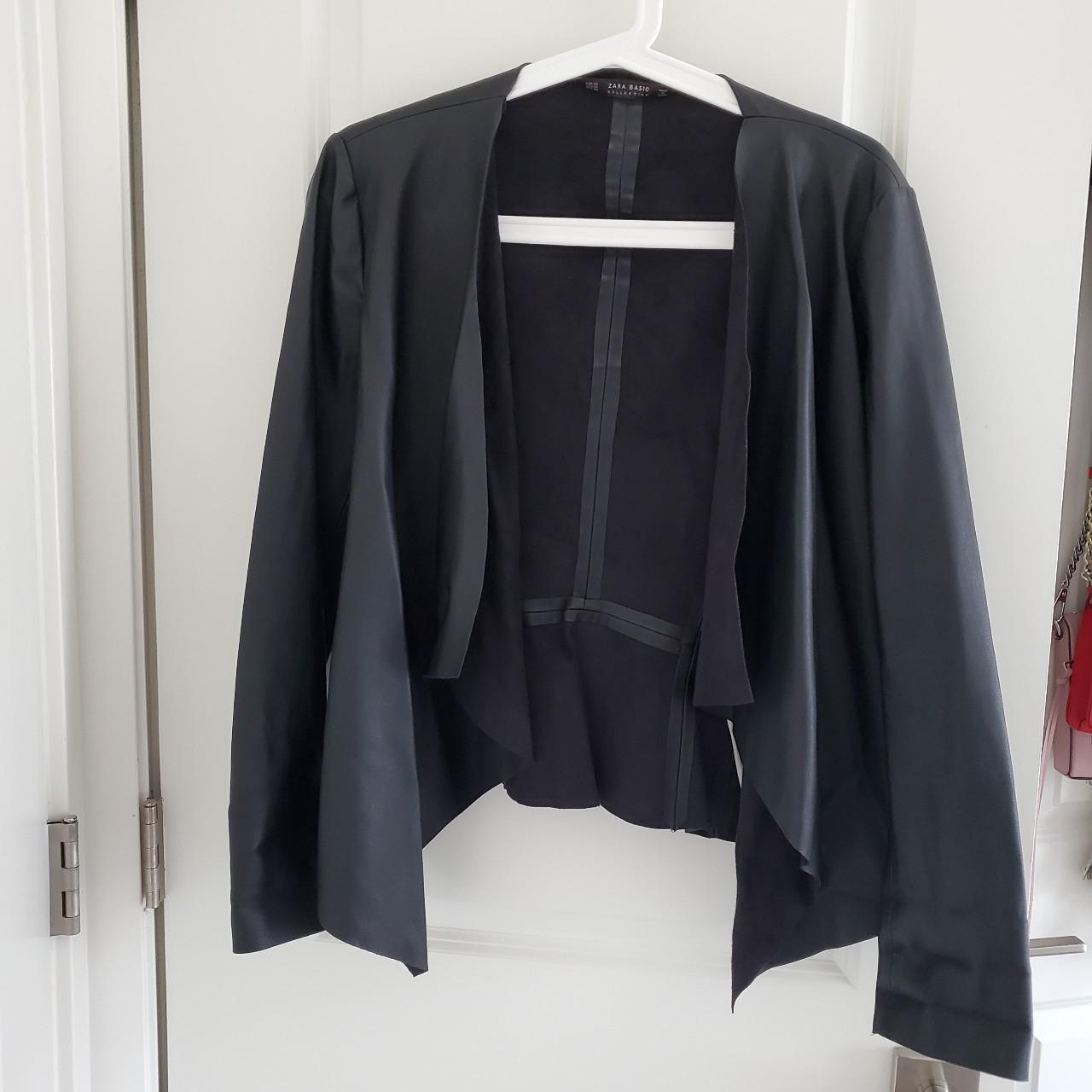 Zara Faux Leather Blazer Flowy leather blazer with... - Depop