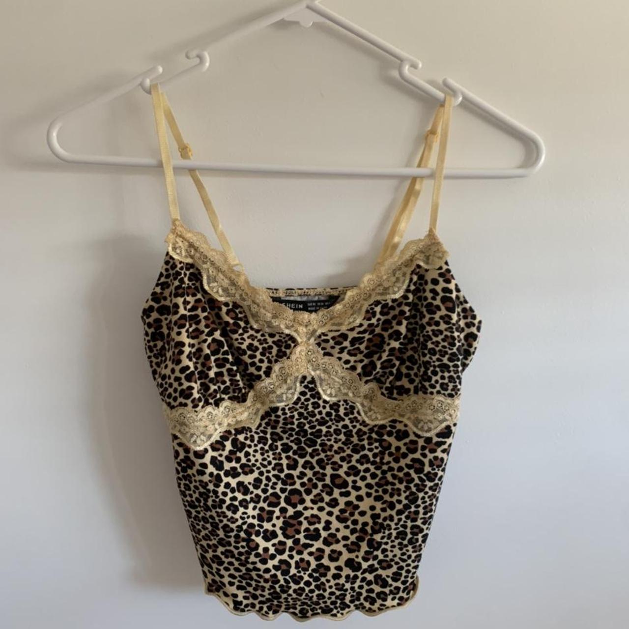 y2k leopard/cheetah lace detail cami top 🐆 ~ size... - Depop