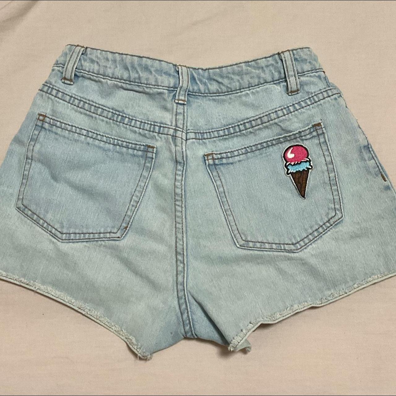 Dotti denim shorts with patches Size Aus8 Dm for... - Depop