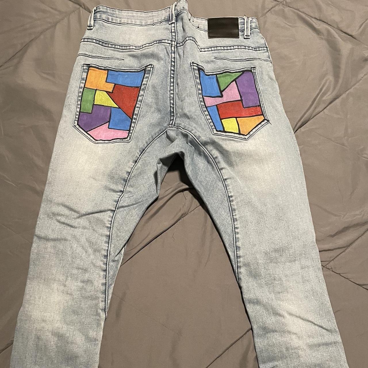 Custom abstract glass window style jeans. ZGY Denim... - Depop