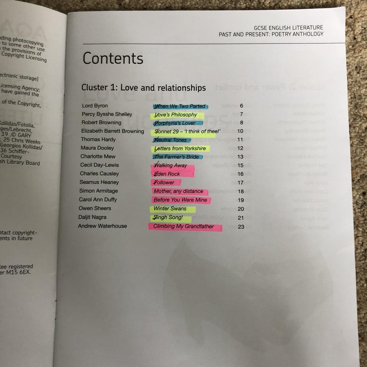 AQA GCSE English Lit poem anthology Love and... - Depop