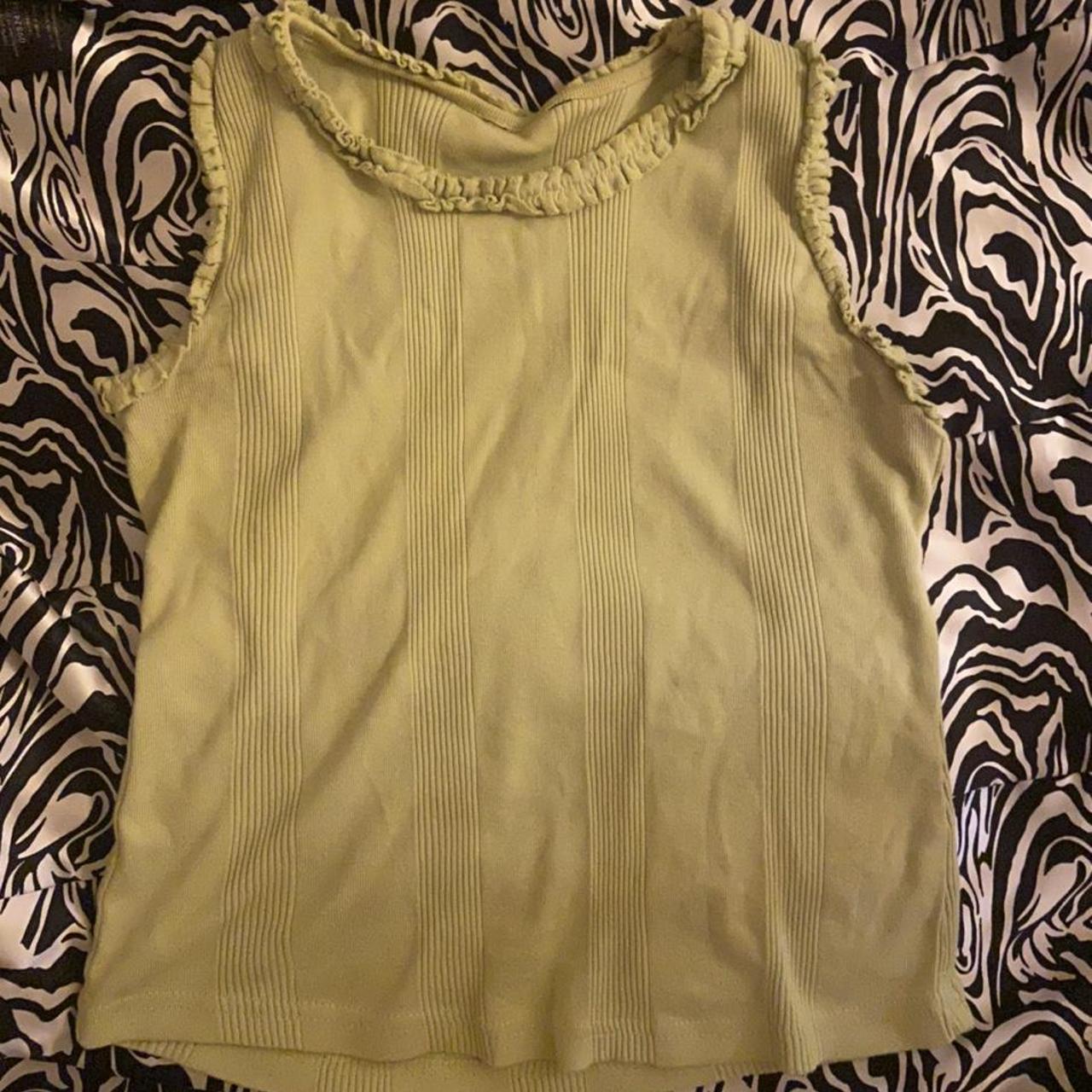 Vintage retro pastel yellow/green y2k top, worn a... - Depop