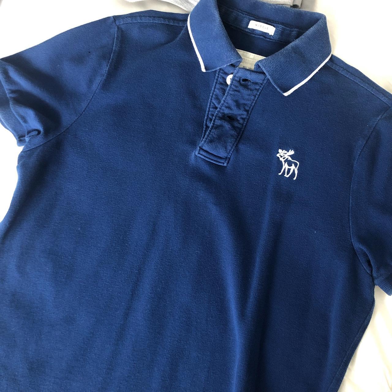 Men’s Abercrombie and Fitch blue polo shirt with... - Depop
