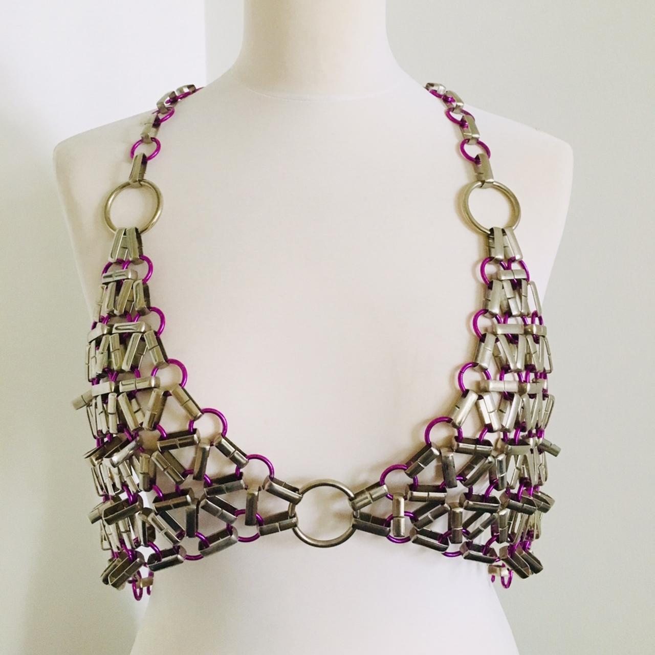 Absolutely stunning early 90s heavy Chain Mail bra... - Depop
