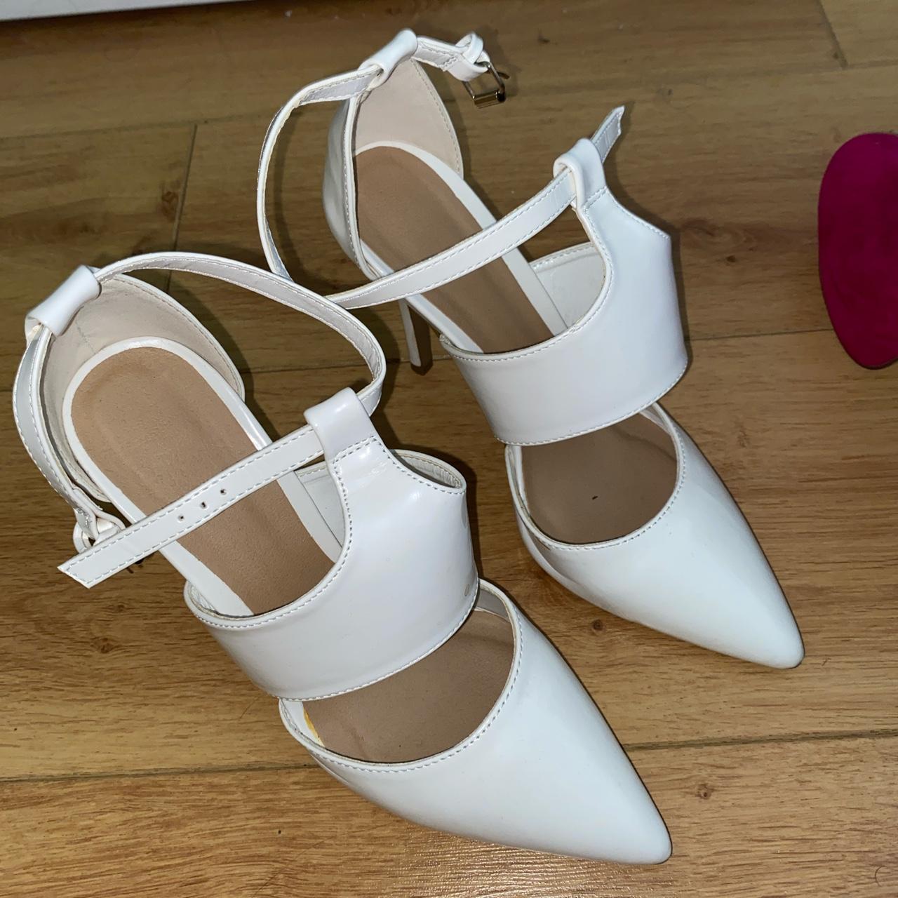 Pointy white heels, selling for my mum, good for any... - Depop