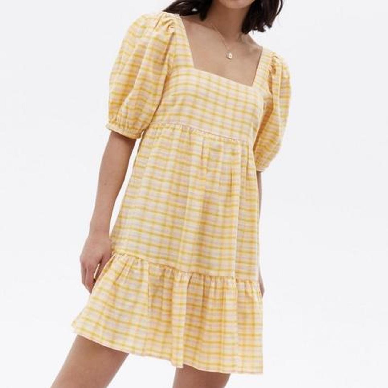 New Look Women's Yellow and Cream Dress | Depop