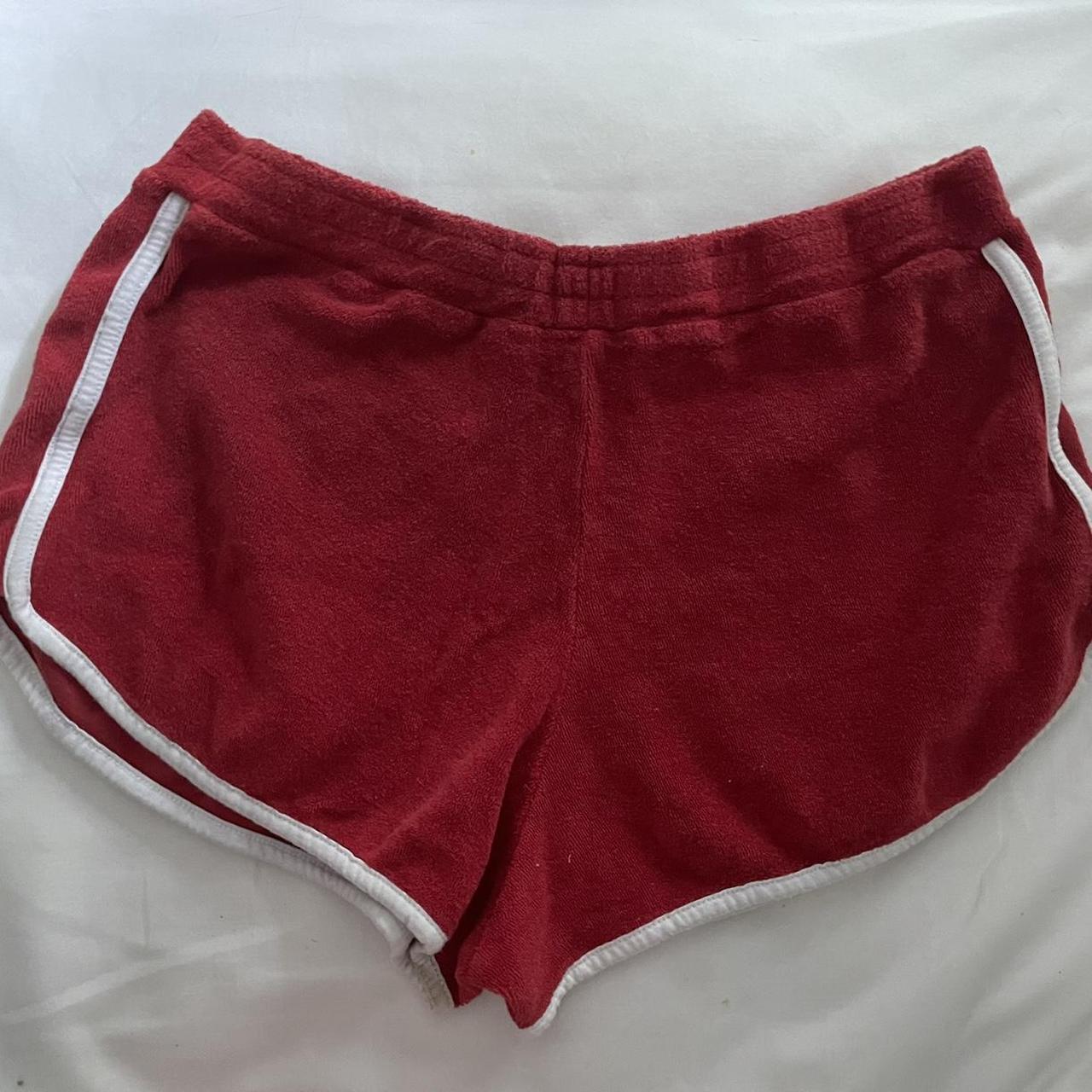 red terry cloth iets frans shorts from urban worn... - Depop