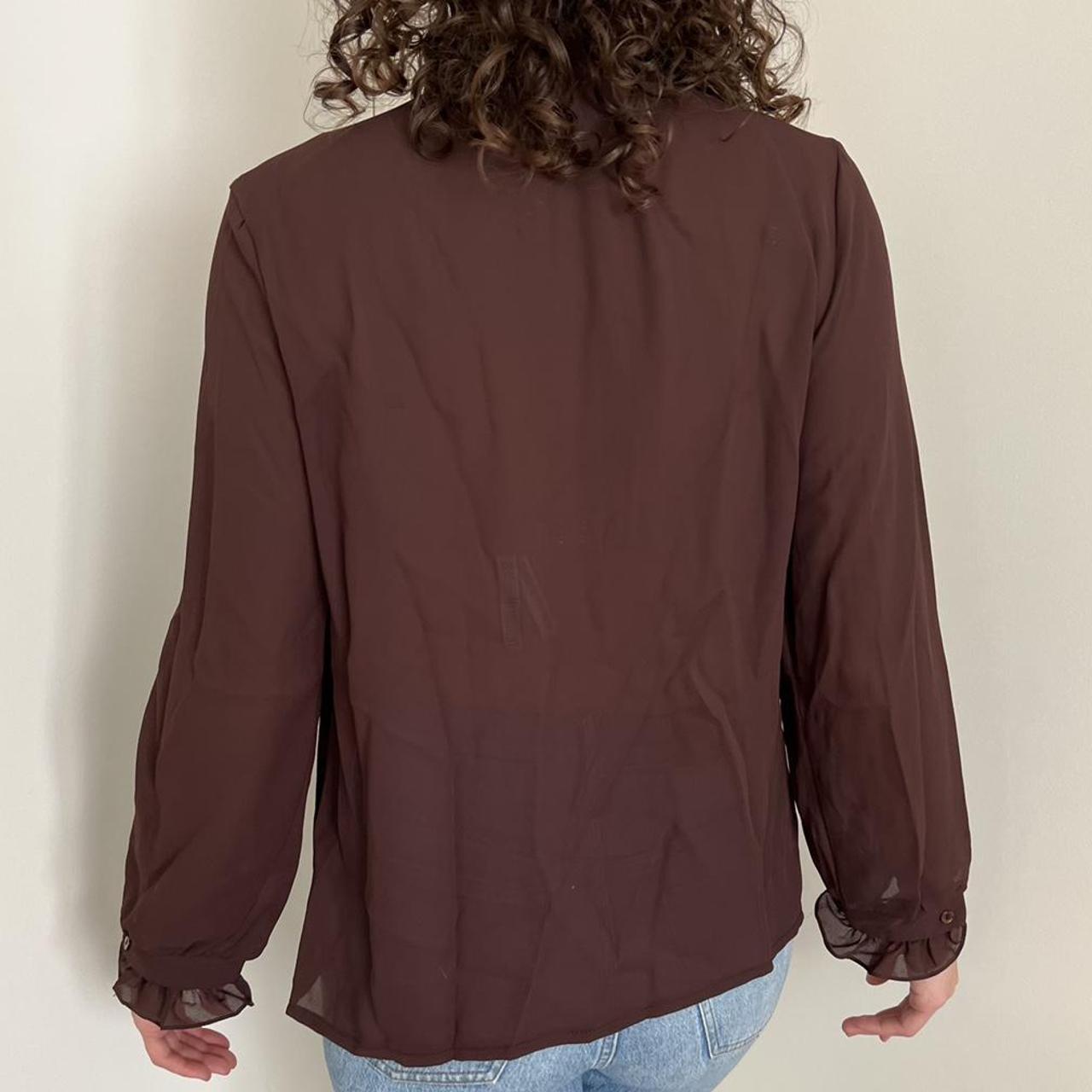 Beautiful vintage chocolate brown button up blouse.... - Depop
