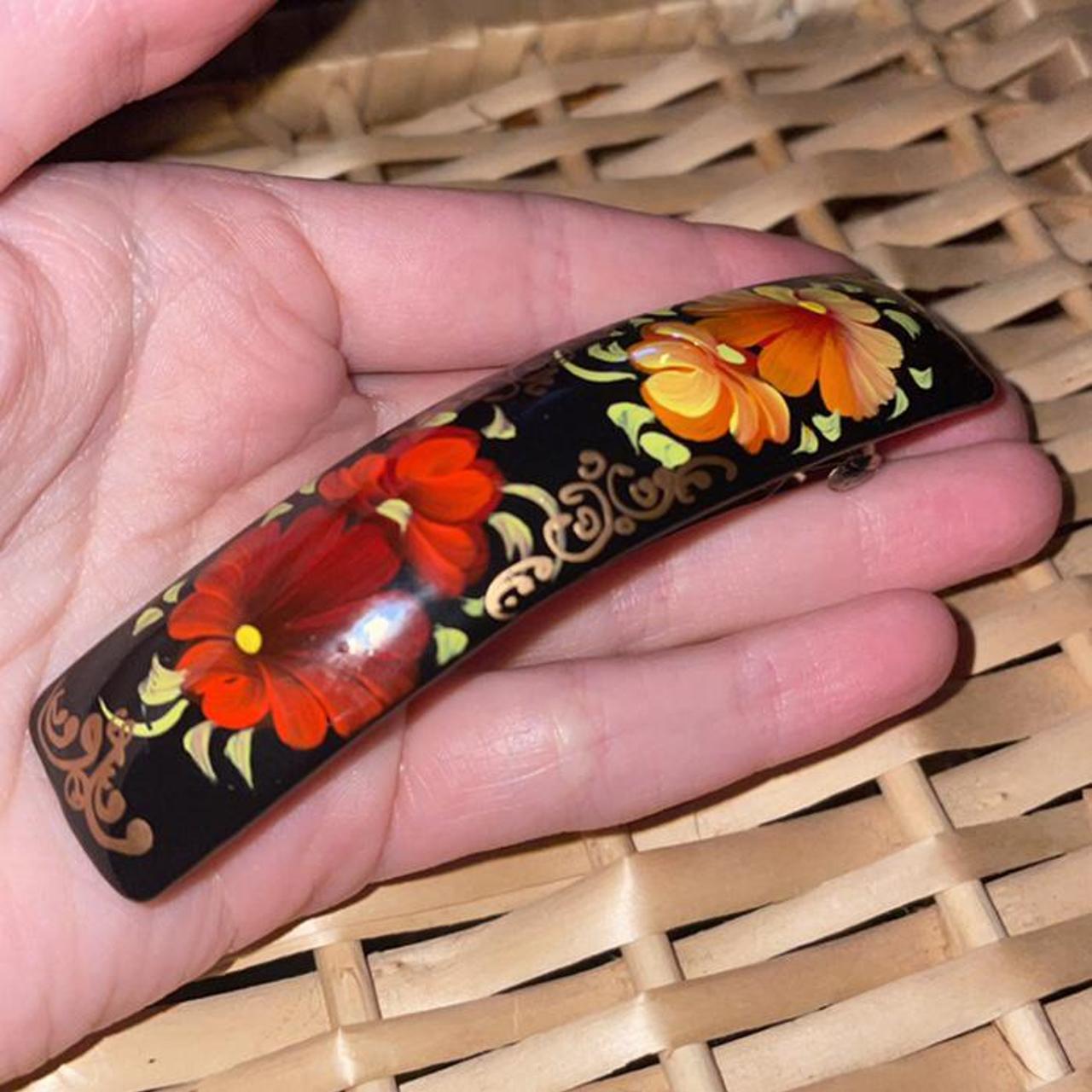 Russian hand painted barrette hair clip #hair... - Depop