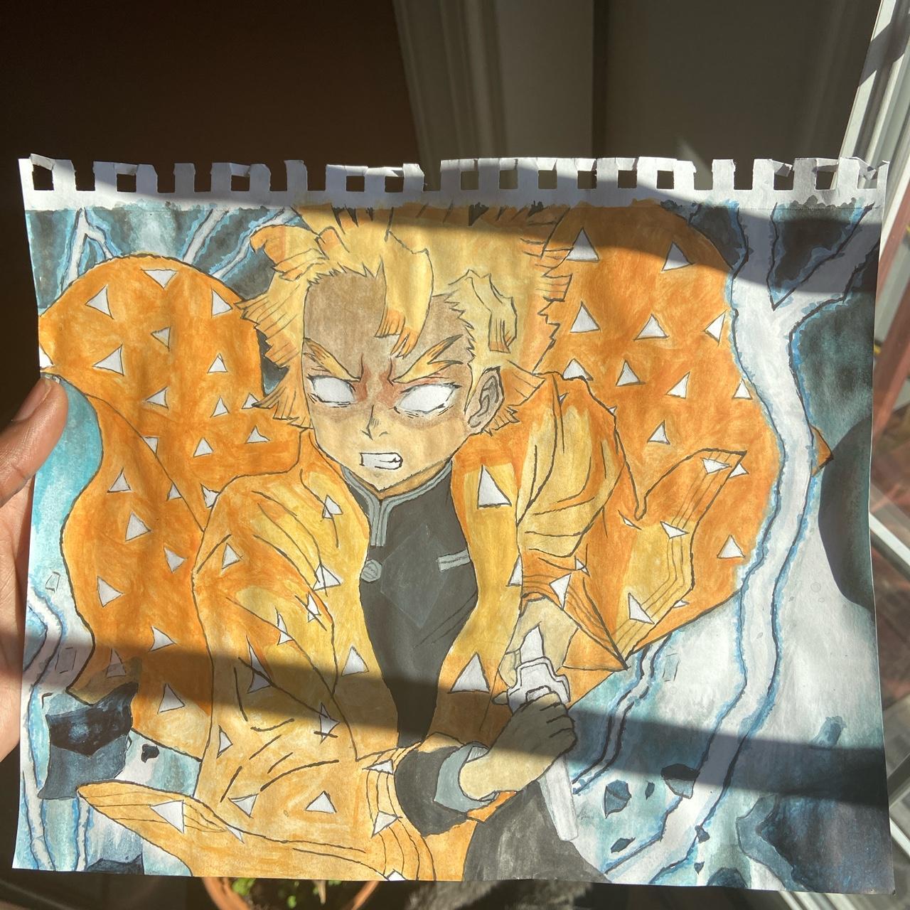 Handmade anime paintings by me! (zenitsu painting... - Depop